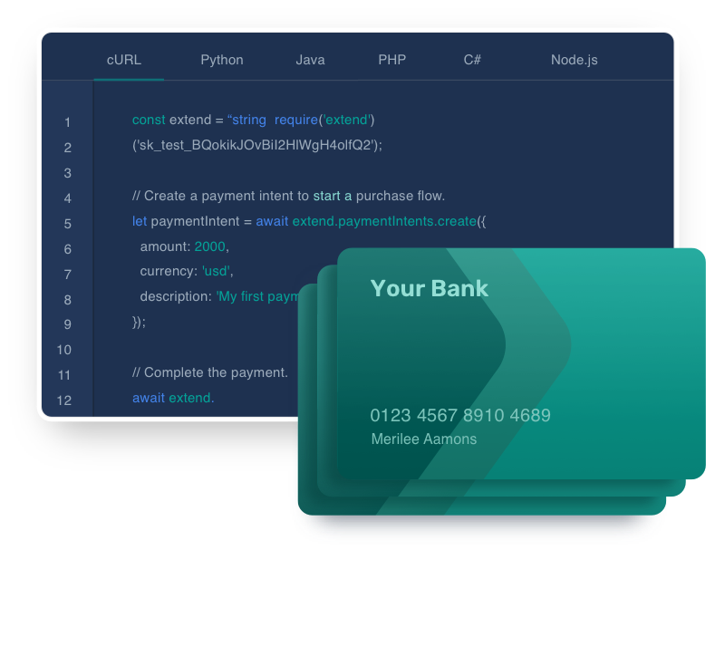 Virtual card solutions for banks | Extend