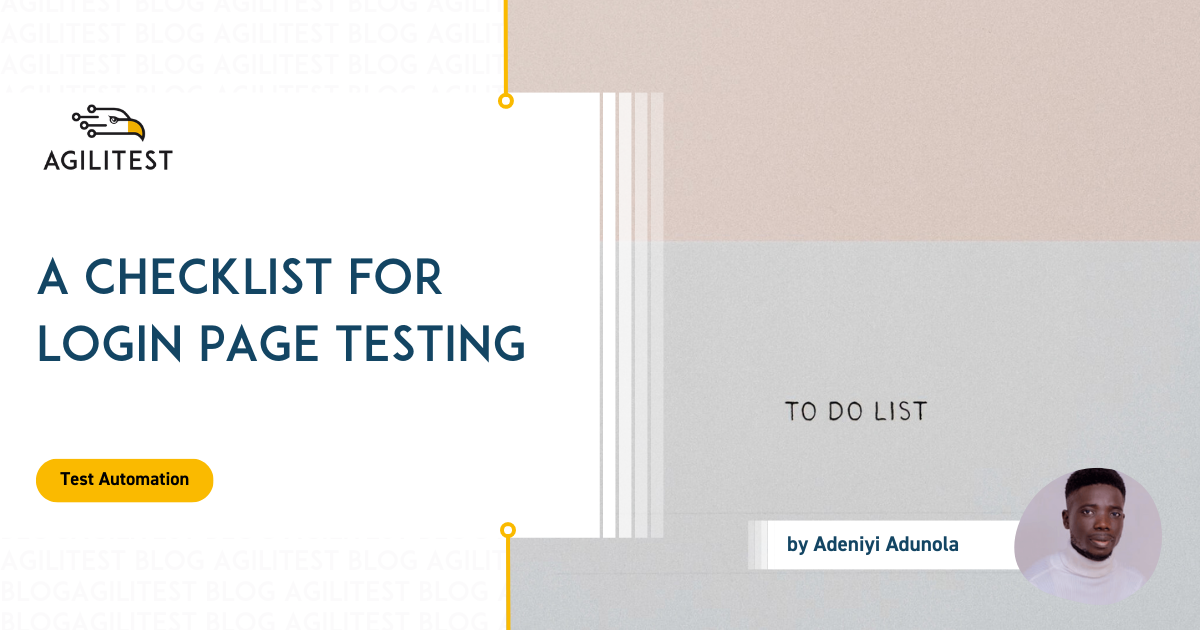 A Checklist for Login Page Testing | Agilitest blog