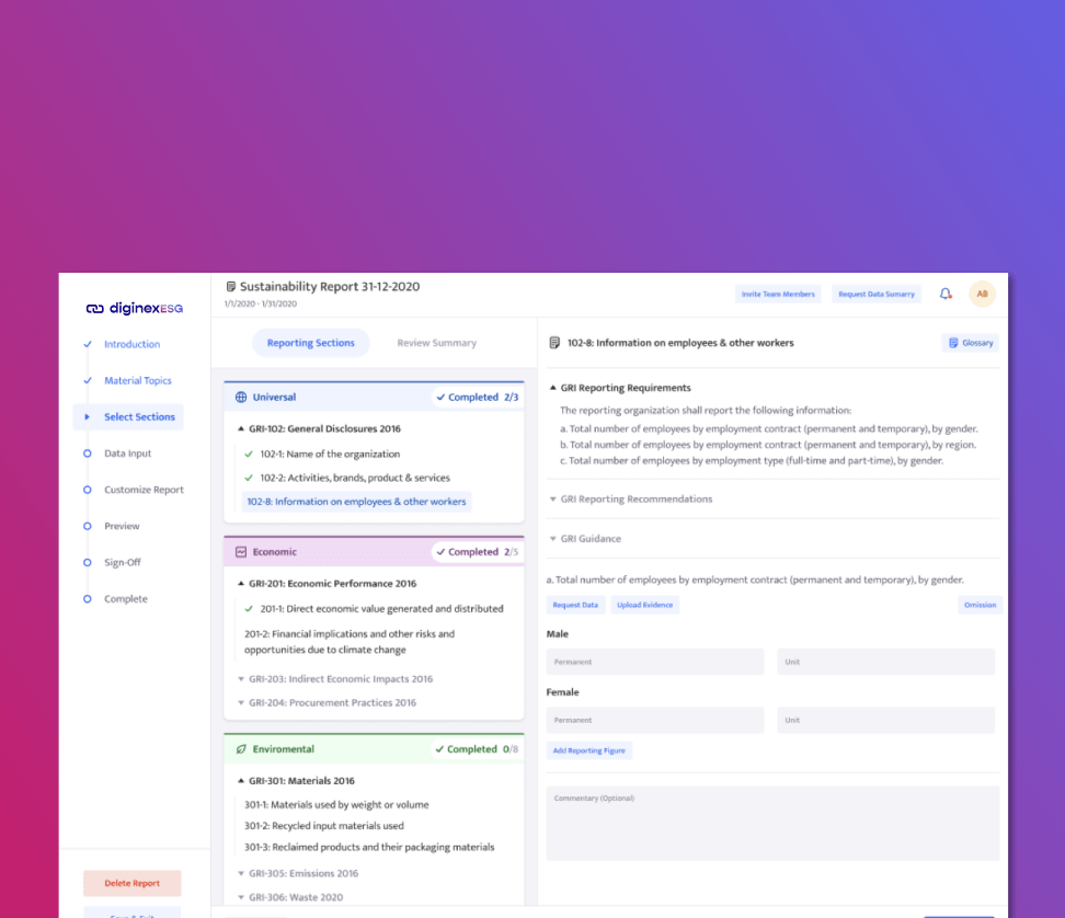 Sustainability reporting software - DiginexESG
