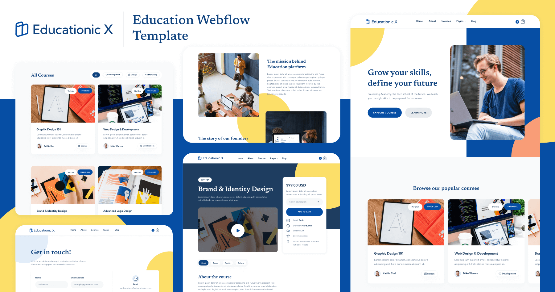 Courses - Educationic X - Webflow Ecommerce website template