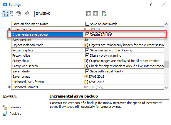 How to set up and use drawing backup files