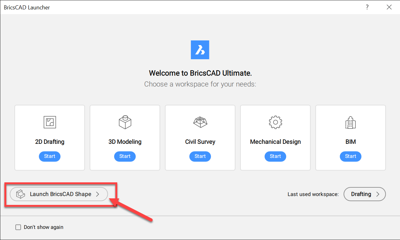 Running BricsCAD Shape