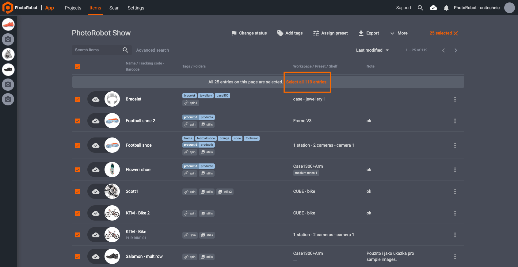 Item Export - PhotoRobot User Support Manual