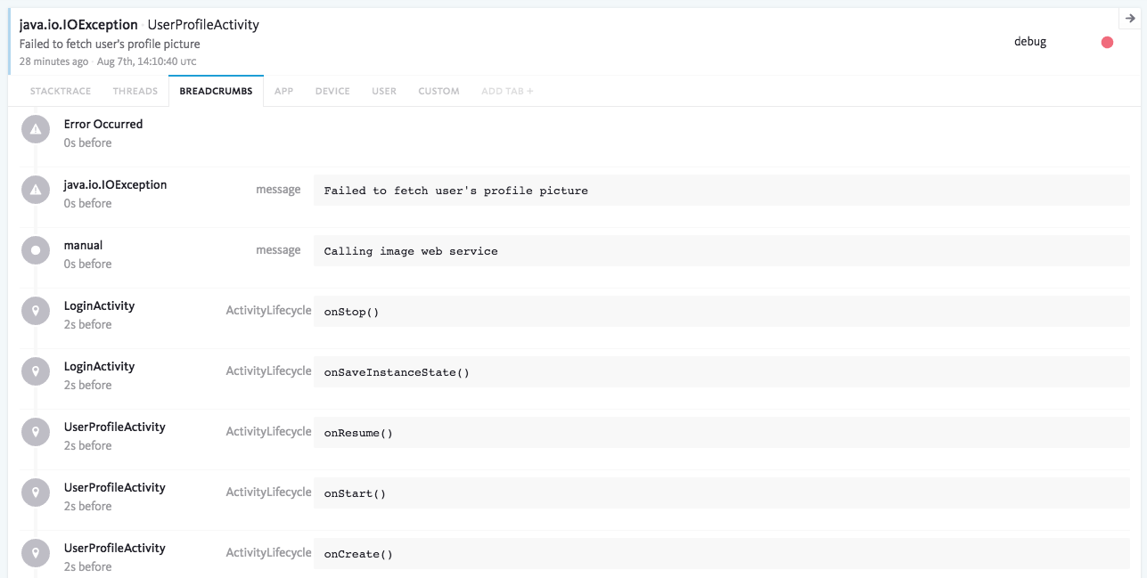 Introducing automatic breadcrumbs for Android | Bugsnag Blog