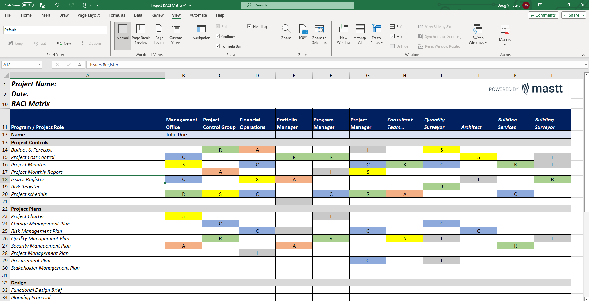 Project RASCI Matrix Template (Word, Excel)