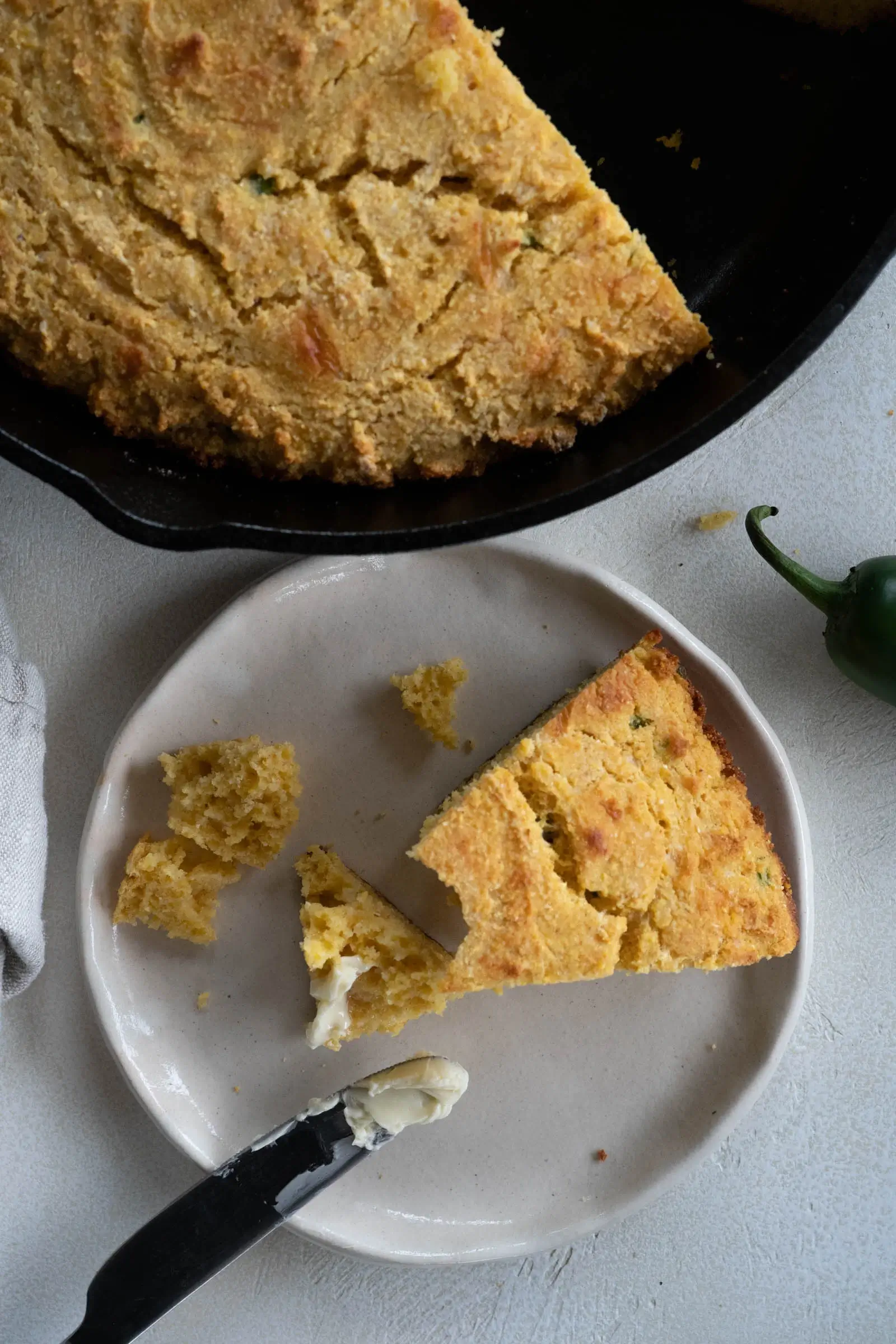 Whole Wheat Jalapeño and Cheddar Cornbread Skillet