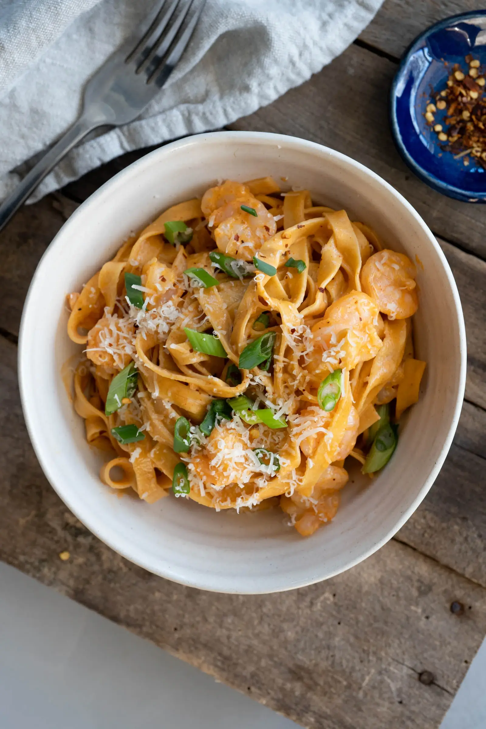 Creamy Gochujang Pasta with Shrimp
