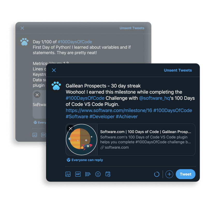 Time tracking extension for 100 Days of Code | Software.com