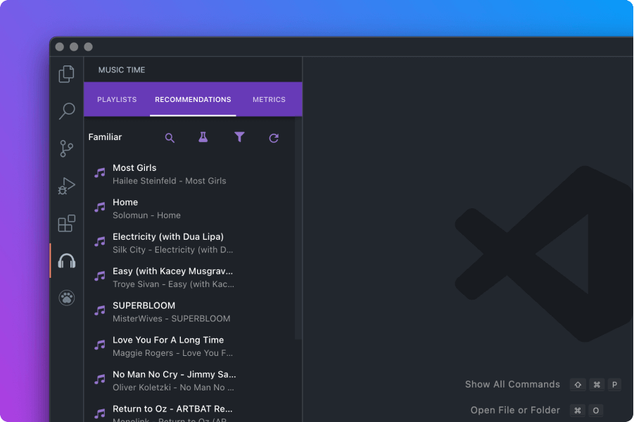 Music Time | A code editor extension to generate coding playlists