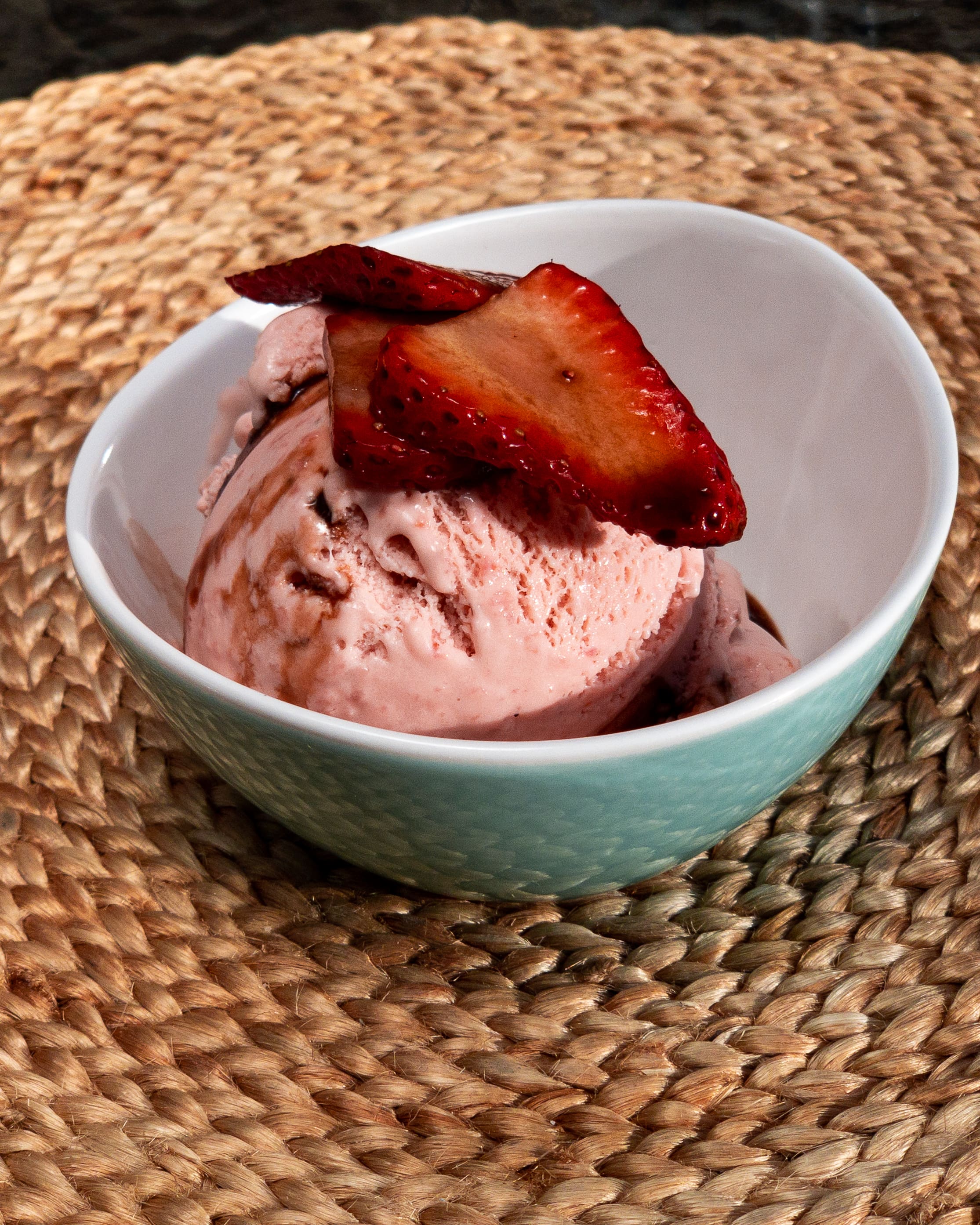 Strawberry & Basil Ice Cream with Balsamic Strawberries – Max Makes Munch
