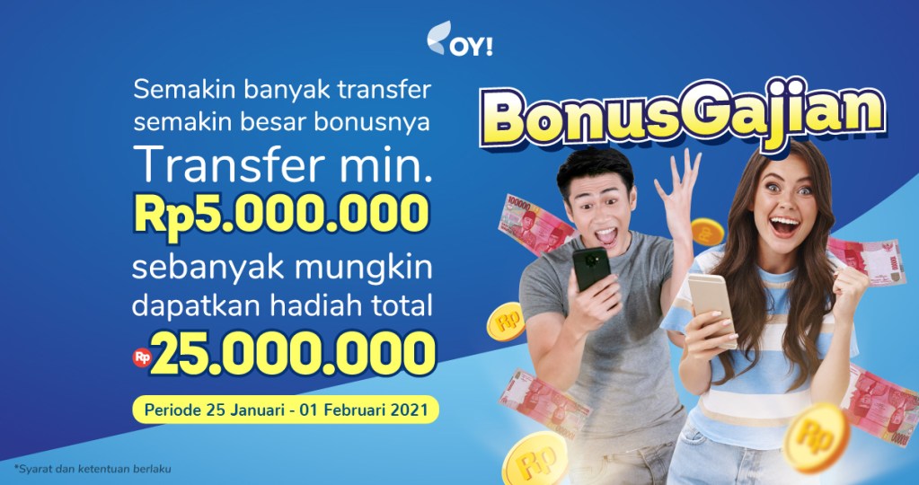 #BONUSGAJIAN Makin banyak transfer, makin besar bonusnya!