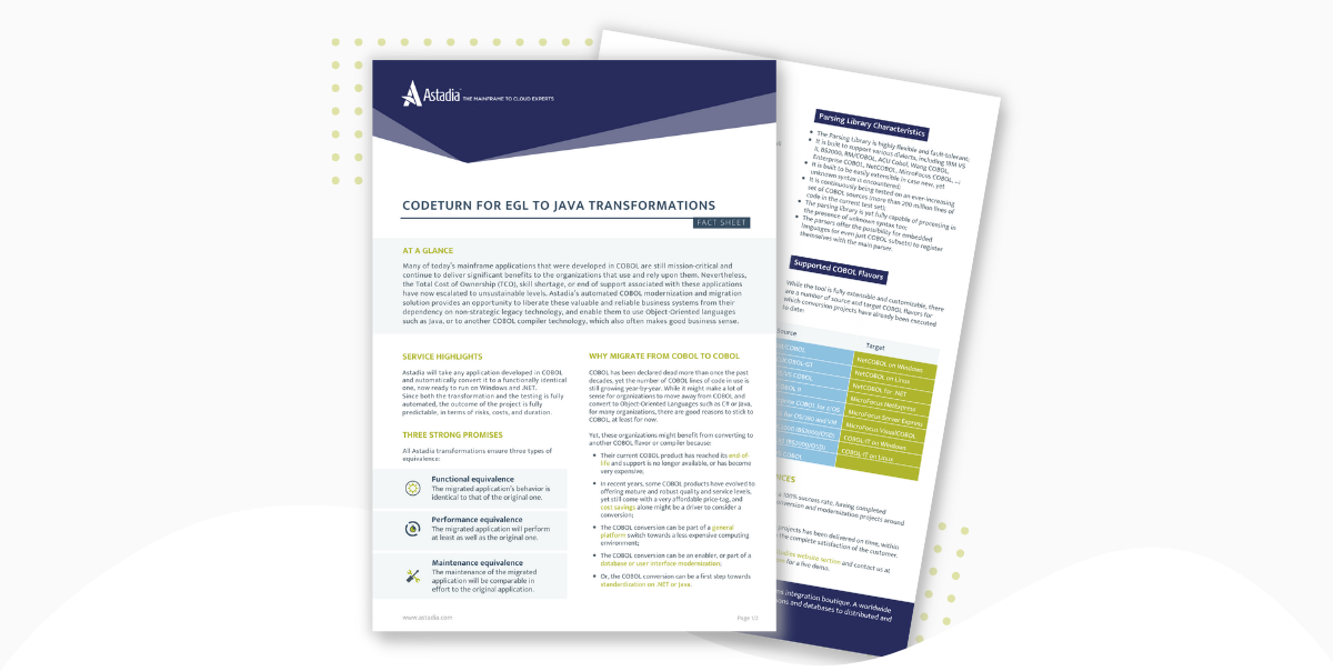 CodeTurn EGL to Java Transformation | Astadia