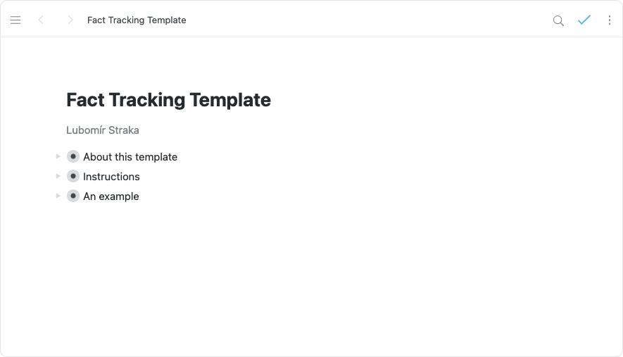Workflowy template - Fact Tracking Template