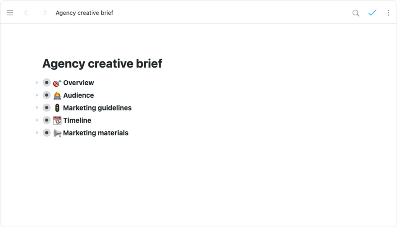 Workflowy template - Agency creative brief
