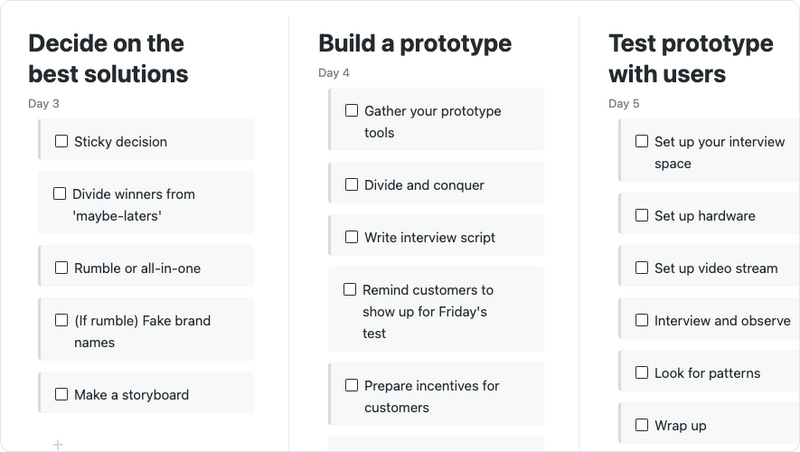 Workflowy template - Google Design Sprint template