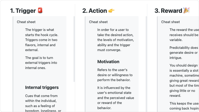 Workflowy template - Nir Eyal's Hooked Model template