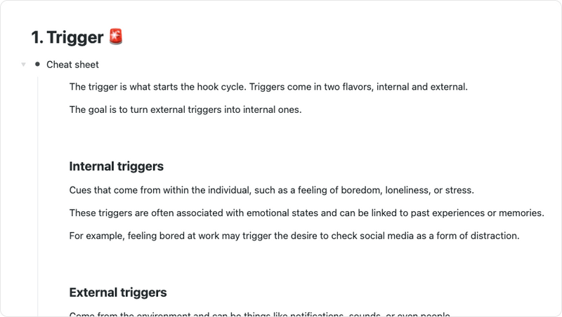Workflowy template - Nir Eyal's Hooked Model template