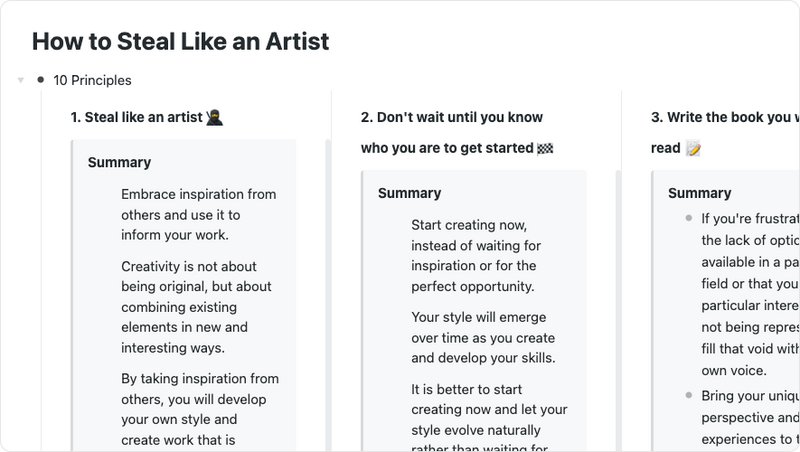 Workflowy template - How to Steal Like an Artist