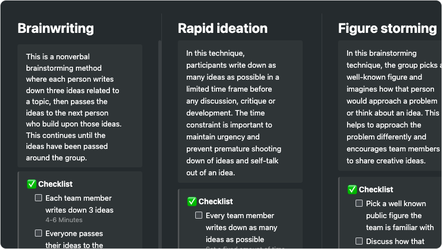 Workflowy template - WeWork's brainstorming techniques