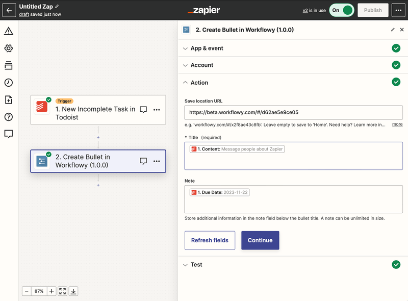 Integrations - Workflowy support