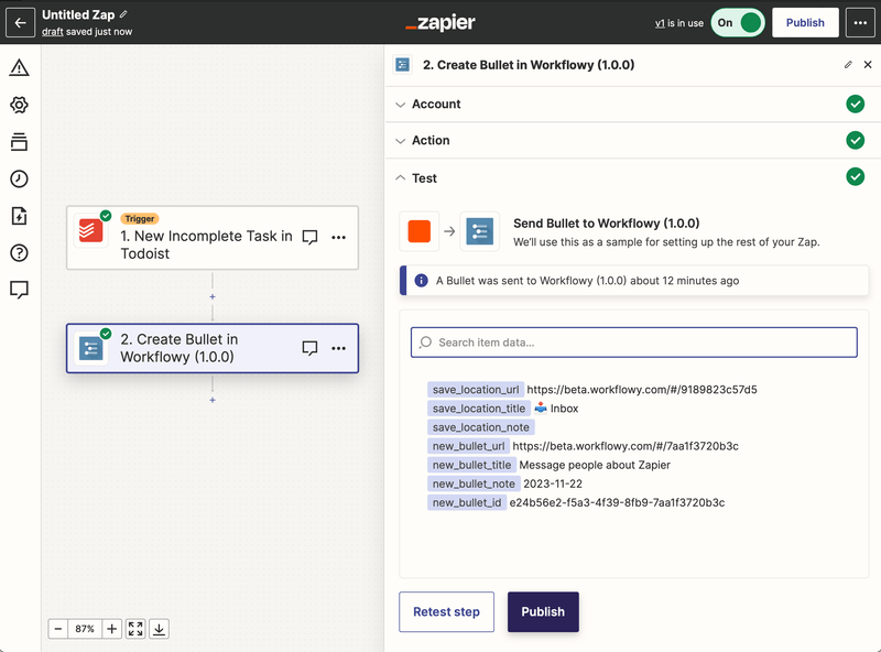 Integrations - Workflowy support