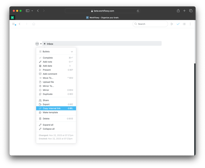 Integrations - Workflowy support