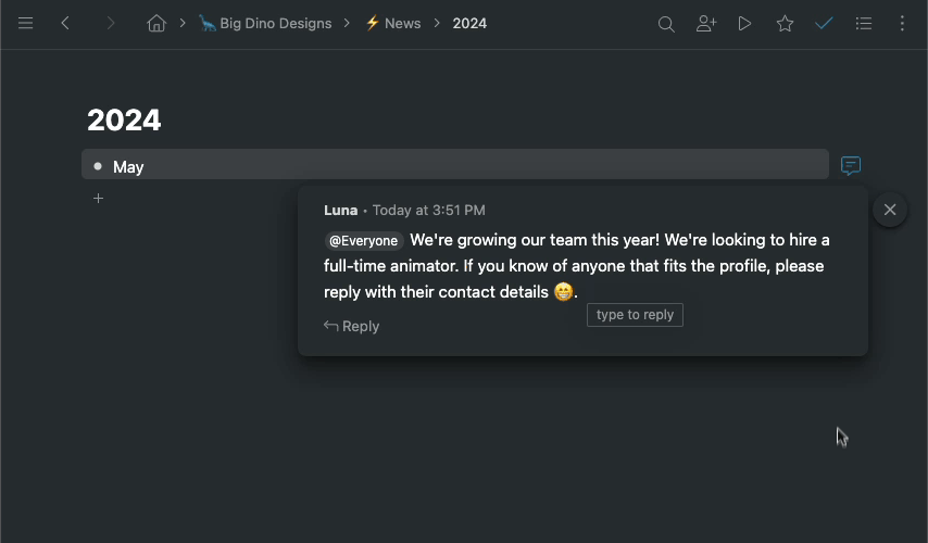 Deep comments - Workflowy support