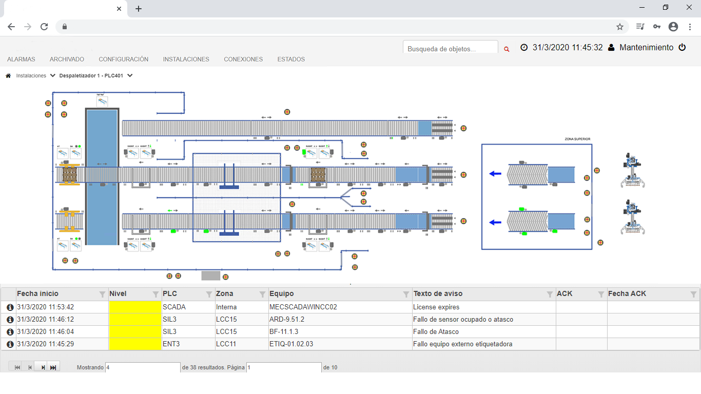 Actualización SCADA y mapa 3D interactivo del centro logísti