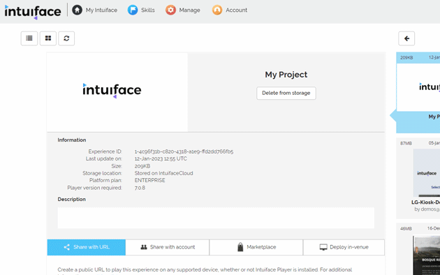 Intuiface Share & Deploy Console