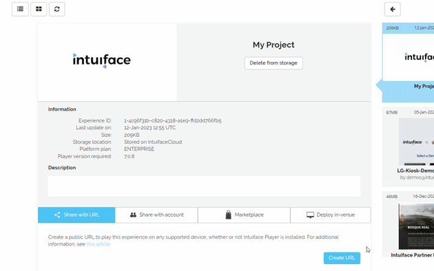 Intuiface Share & Deploy Console