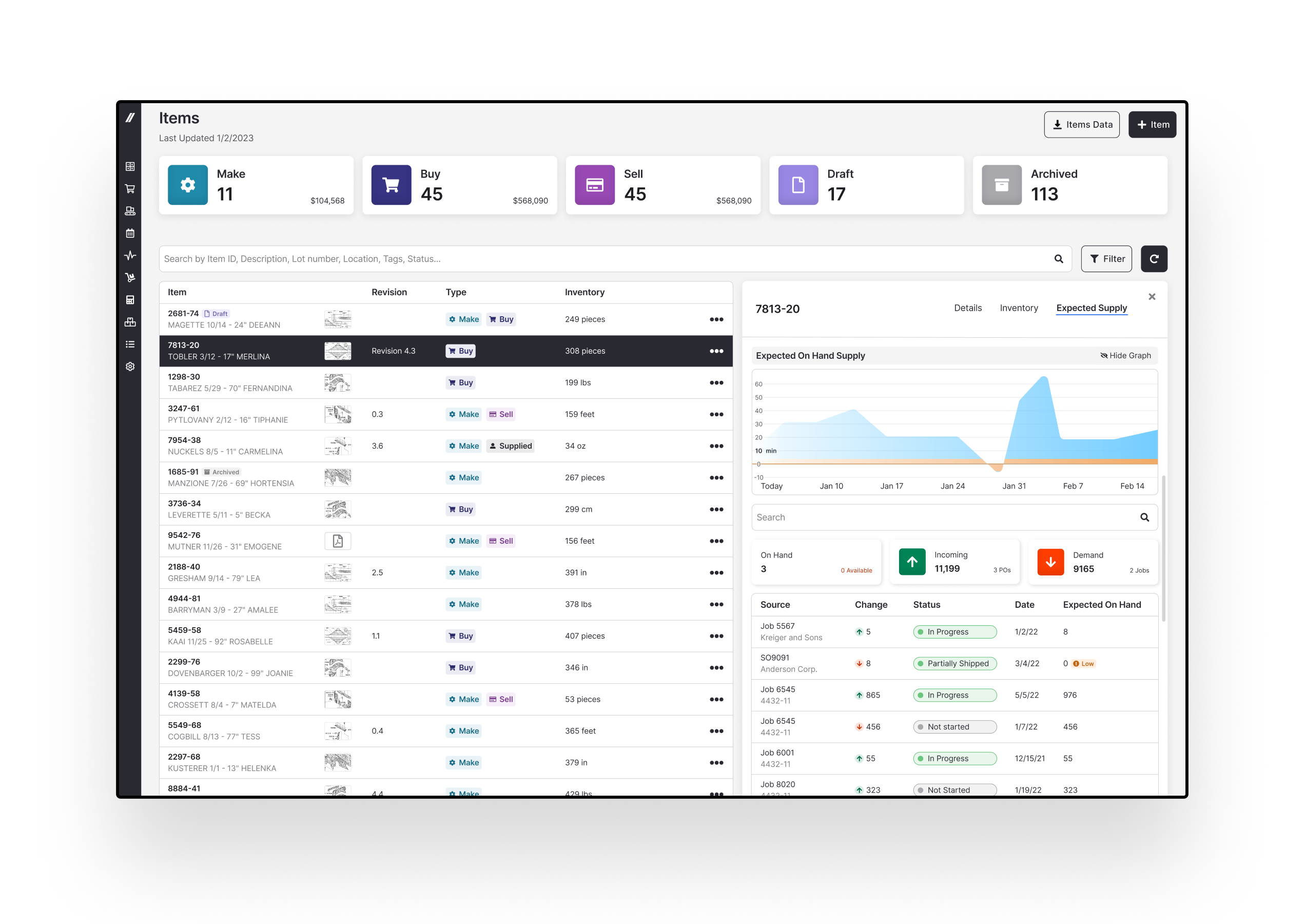 Real Time Inventory | Fulcrum Manufacturing Cloud