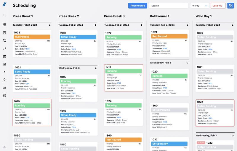 Job Scheduling - Automated Scheduling - Fulcrum Manufacturing
