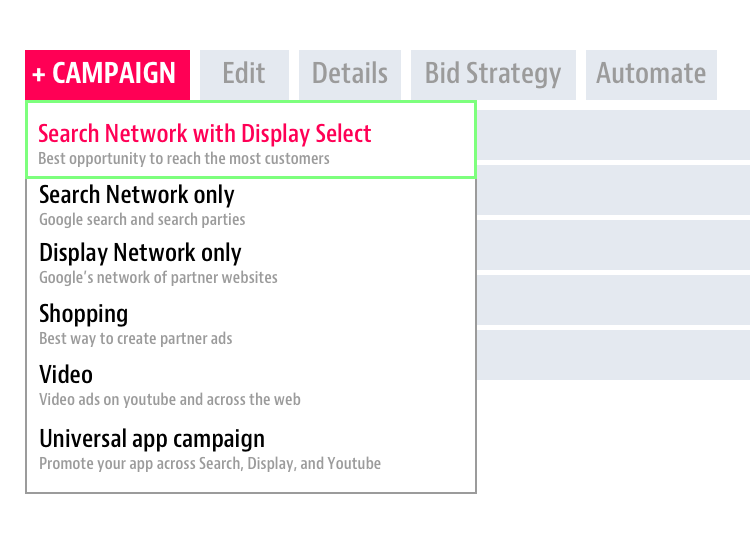 Google Search Network With Display Select