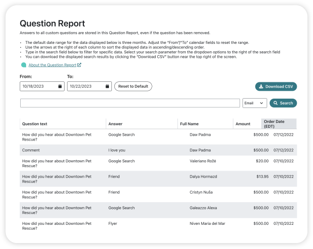 Ask custom questions on donation payment forms