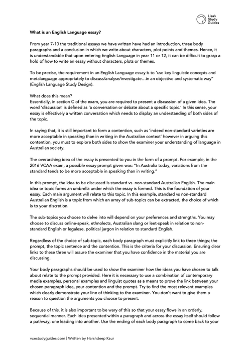 What is an English Language essay? | Lisa's Study Guides