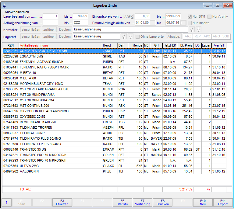 BTM Lagerbestandsliste | Aposoft Helpdesk | Das Apotheken ...