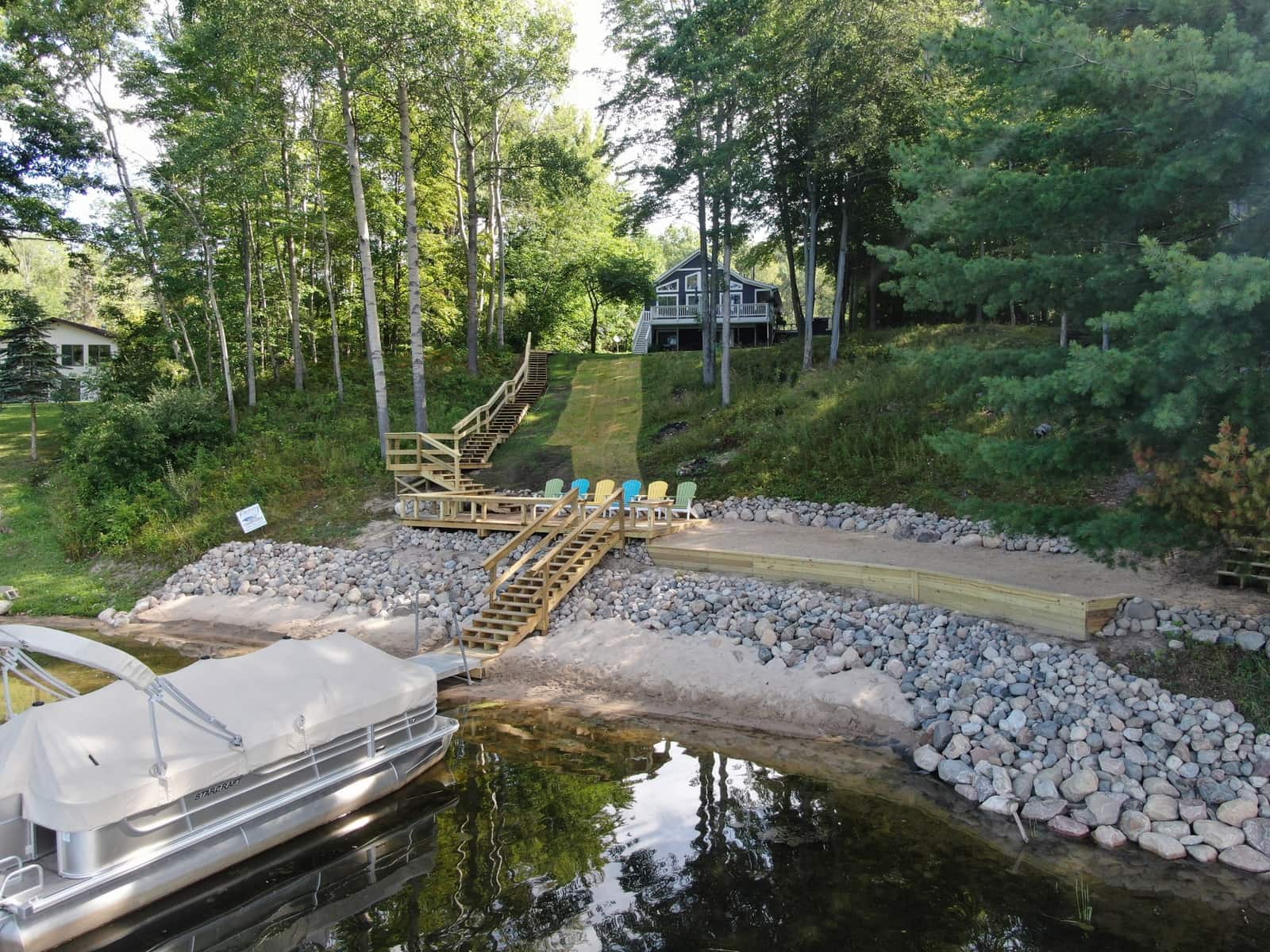 Lake Miramichi | Evart, MI | Rock Wall Retaining Wall Beach Sanding ...