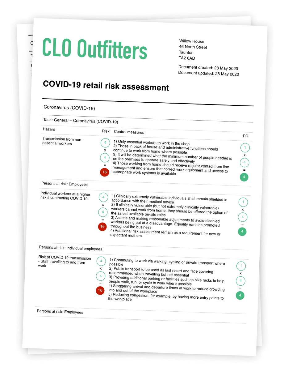 COVID-19 retail risk assessment