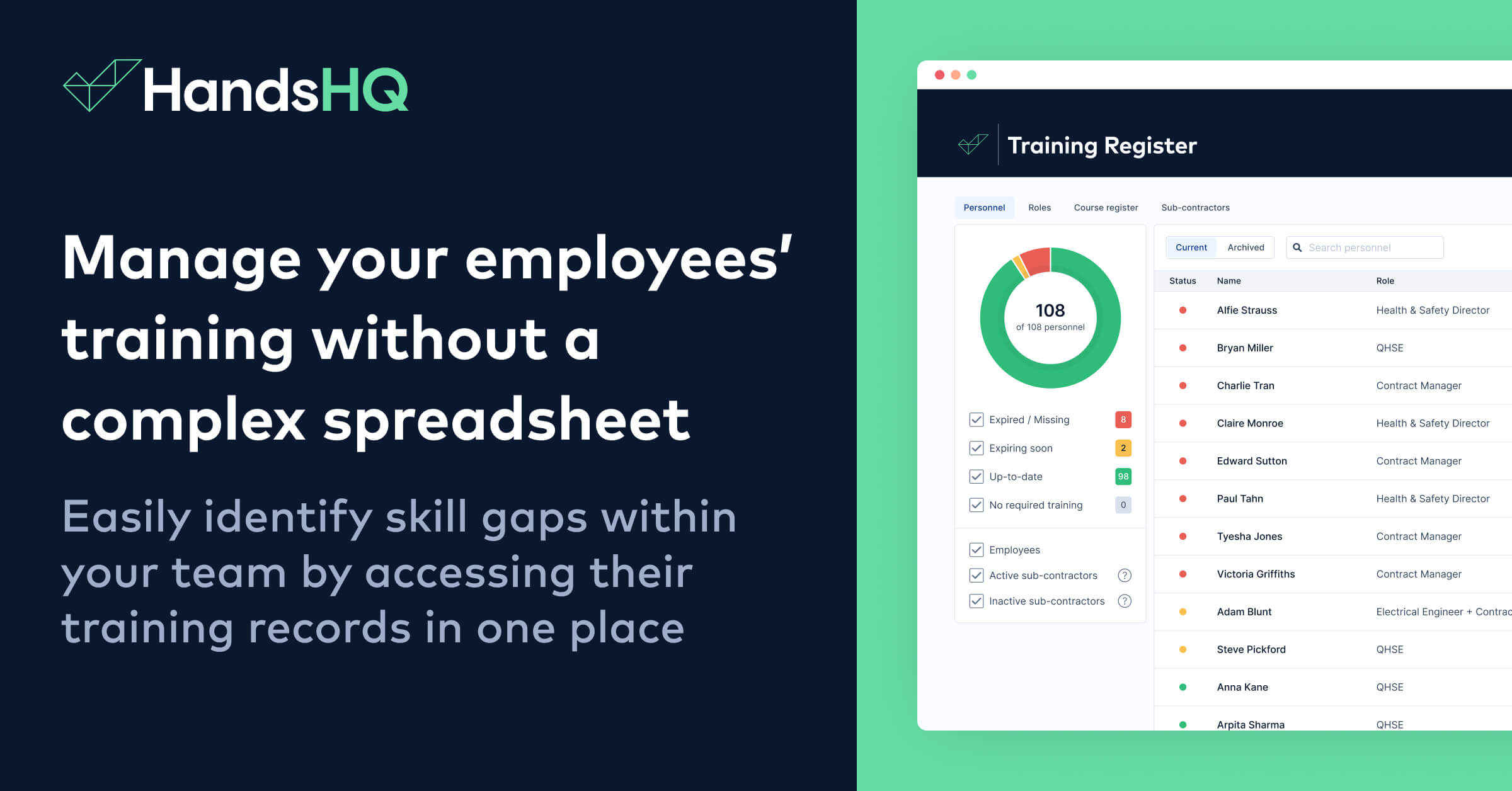 Training register software