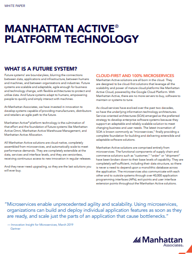 MANHATTAN ACTIVE® PLATFORM TECHNOLOGY | TechContentHub