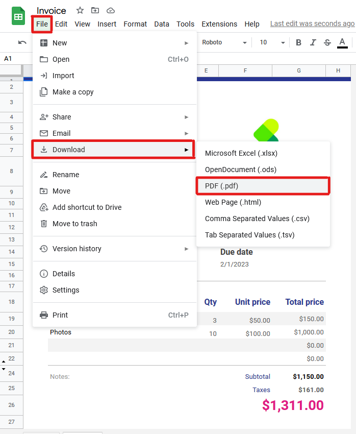 How to Make an Invoice in Google Sheets - Invoicer.ai