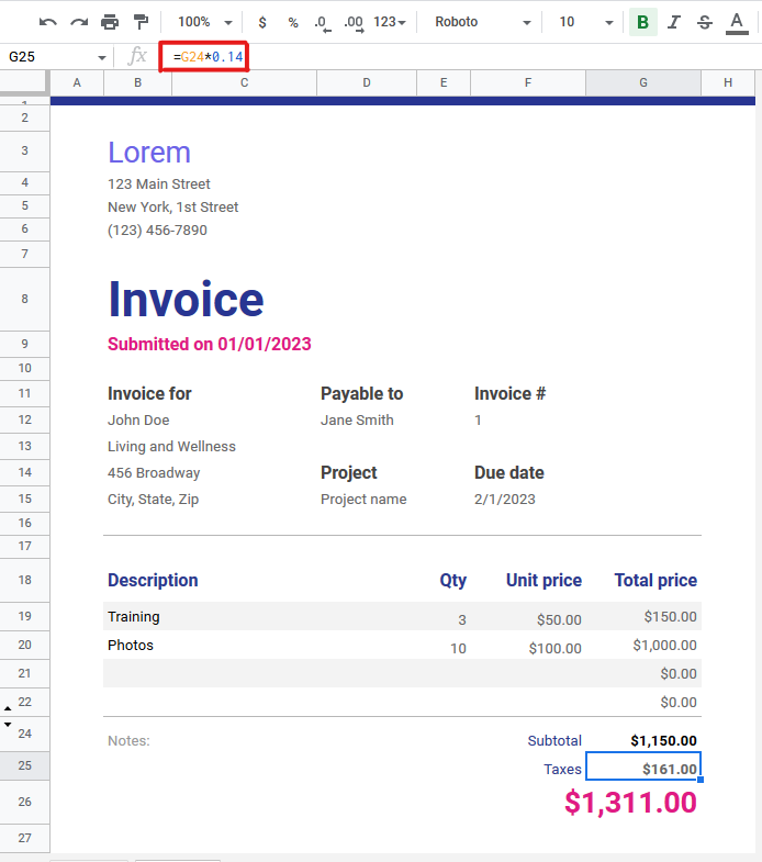 How to Make an Invoice in Google Sheets - Invoicer.ai
