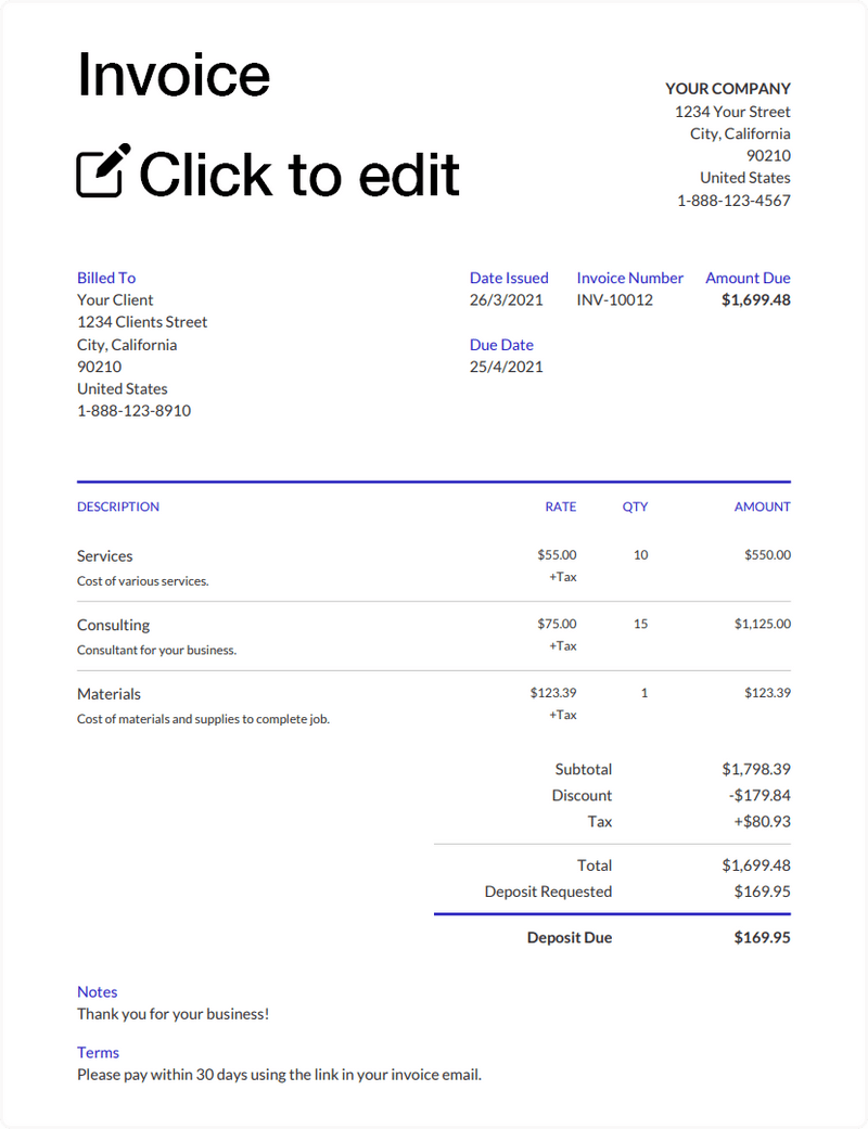PDF Invoice Template
