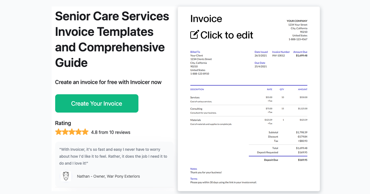 Senior Care Services Invoice Templates and Comprehensive Guide