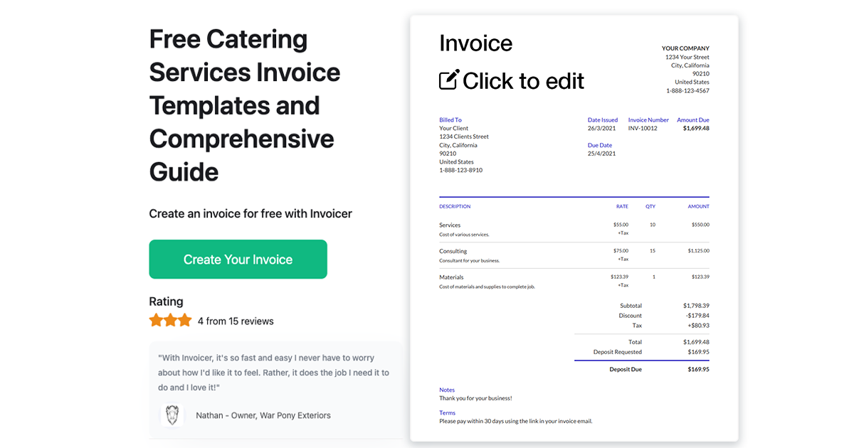 Free Catering Services Invoice Templates and Comprehensive Guide