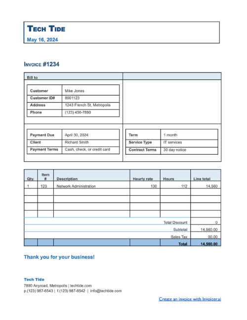 IT Services Invoice Templates