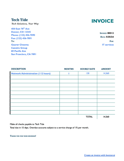IT Services Invoice Templates