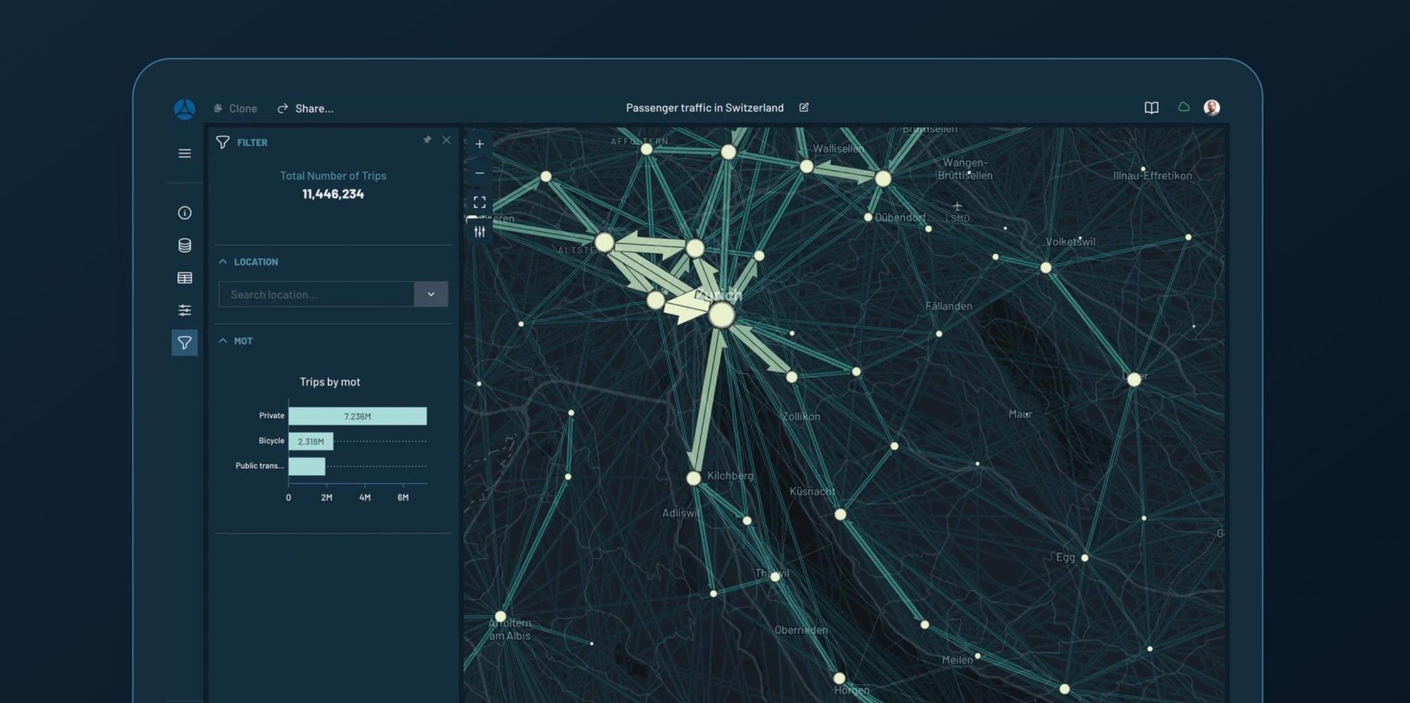 FlowmapBlue build with Mapbox GL JS and the Geocoding API