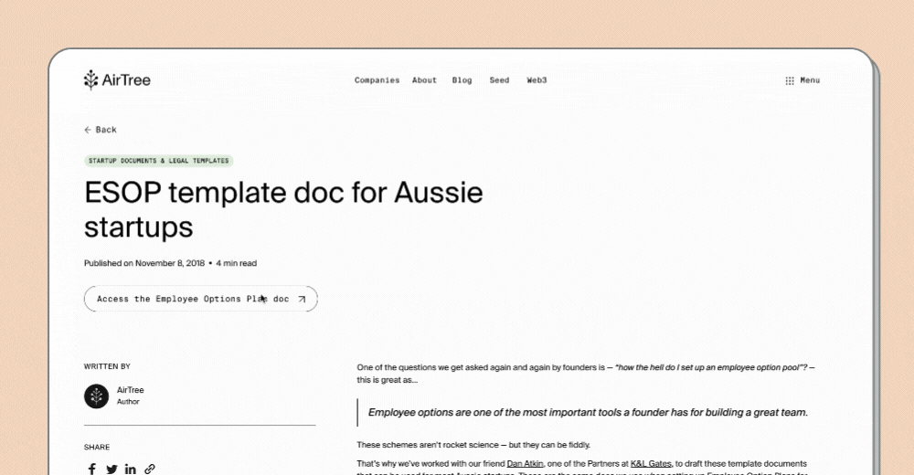 ESOP template for startups | AirTree's Open Source VC
