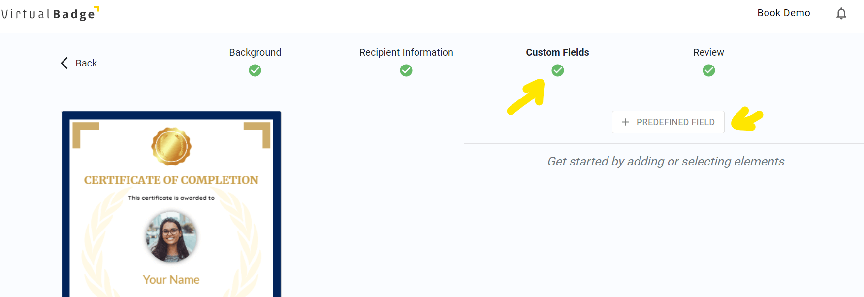 How to add placeholder fields to digital certificates
